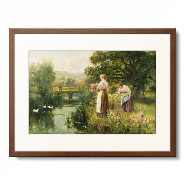 Artist: King, Henry John Yeend,1855-1924 Imagetitle: Gathering Spring Flowers. Dimensions: 61 x 91.5 cm Medium: Oil/Canv...