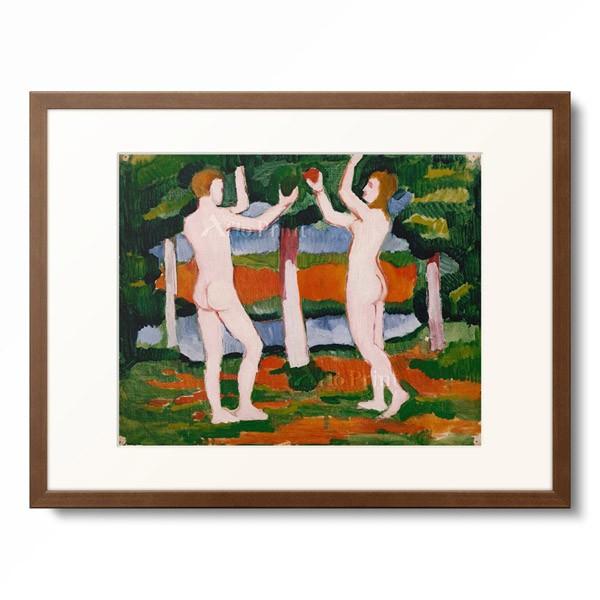 作家名： アウグスト・マッケ ( 1887年 - 1914年 ) 国籍： ドイツ ジャンル：ドイツ表現主義Artist: Macke, August,1887-1914 Imagetitle: Adam and Eve. 1910 Dime...