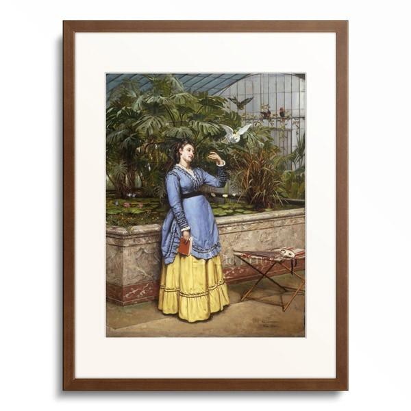 Artist: Leydendecker, Paul Joseph,1842-1890s Imagetitle: In the Aviary. 1870 Dimensions: 35.2 x 26.6 cm Medium: Oil/Wood...