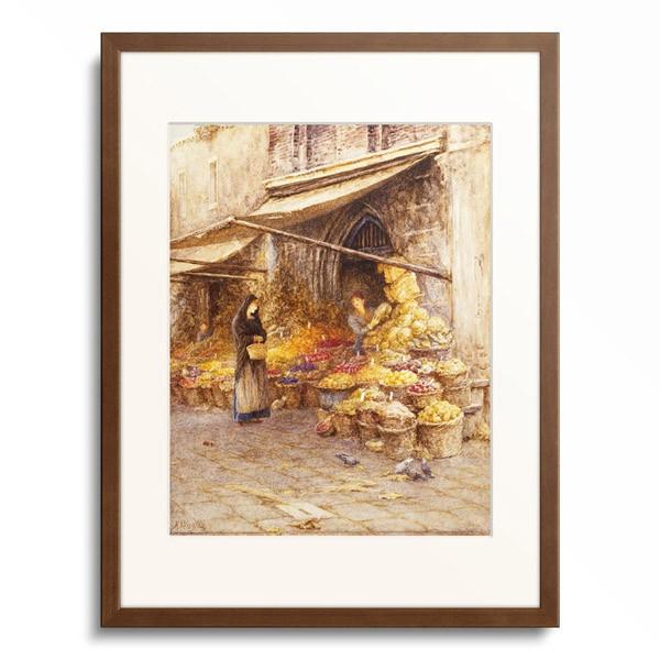 Artist: Allingham, Helen,1848-1926 Imagetitle: A Fruit Stall at the Base of the Campanile, San Giovanni Elemosinario, Ne...