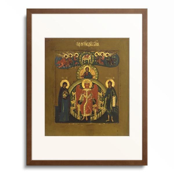 Artist: Icon, Russian School,19th century Imagetitle: St. Sophia, the wisdom of God seated on a throne with outstreched ...