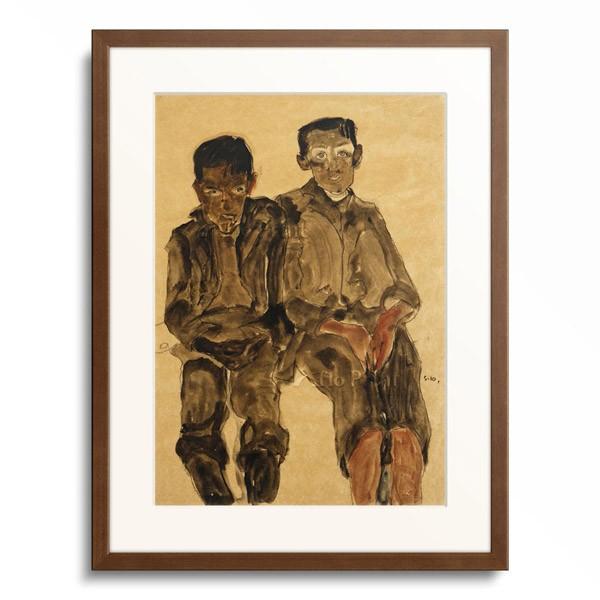 作家名： エゴン・シーレ ( 1890年 - 1918年 ) 国籍： オーストリア ジャンル： 表現主義Artist: Schiele, Egon,1890-1918 Imagetitle: Two Seated Boys. 1910 Di...