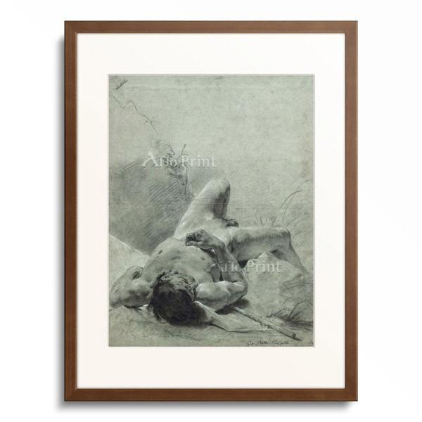 Artist: Piazzetta, Giovanni Battista,1682-1754 Imagetitle: A Nude Youth Sprawled on His Back, upon a Bank, Lying on a St...