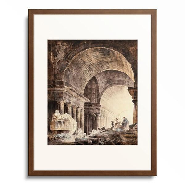 Artist: Robert, Hubert,1733-1808 Imagetitle: A Great Cross-Vaulted Building, with Women and Children and a Dog by Broken...