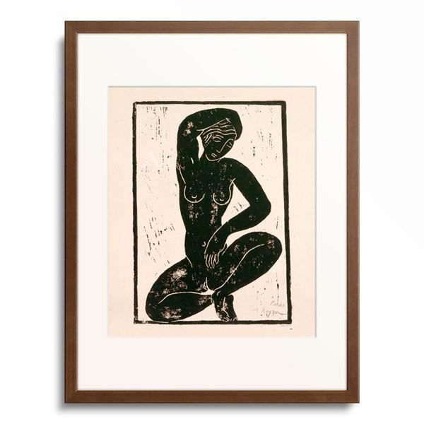 Artist: Kogan, Moissey,1879-1943 Imagetitle: Crouching Nude. Around 1925 Dimensions: 46,3 x 34,4 cm Medium: Linocut Loca...