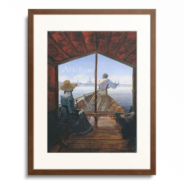 所蔵：クンストパラスト美術館Artist: Carus, Carl Gustav,1789-1869 Imagetitle: A river cruise on the Elbe river near Dresden (A Morning ...