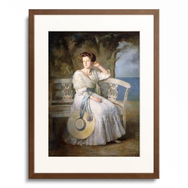 Artist: Mendelssohn Horsfall, Charles,1865-1942 Imagetitle: Portrait of a Lady wearing a Blue Dress. Dimensions: 196 x 1...