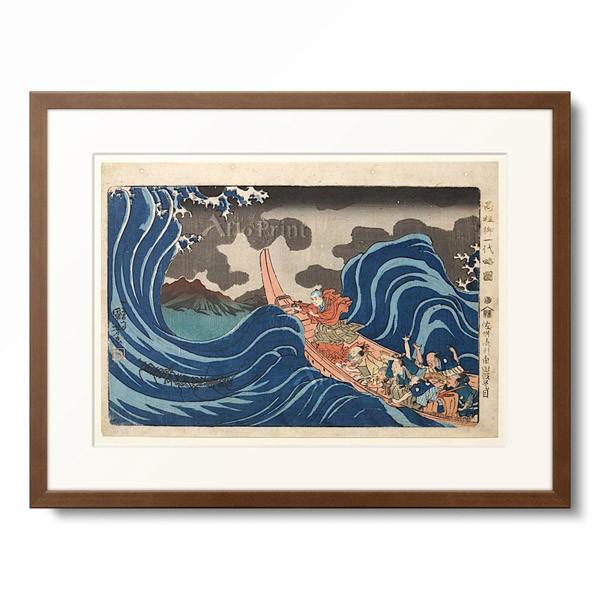 所蔵：クンストパラスト美術館Artist:  Kuniyoshi, Utagawa,1797-1862 Imagetitle:  On the Way to Sado the Name of the Holy Book appears (f...
