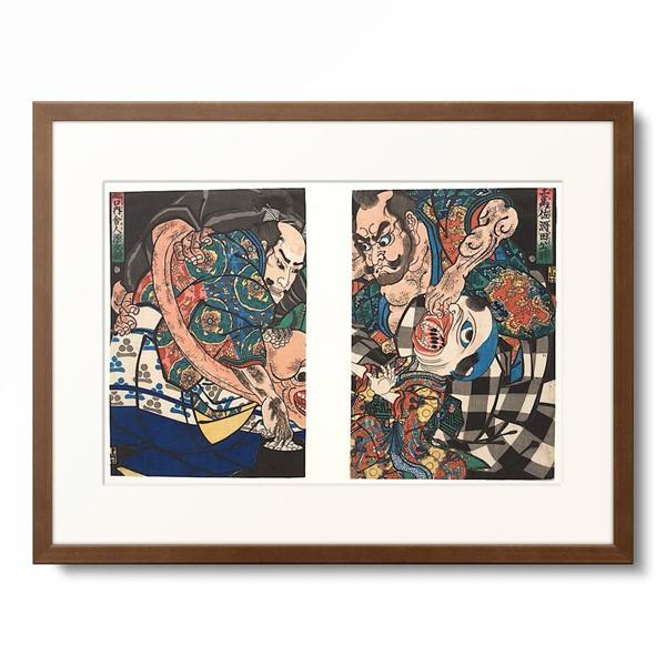 所蔵：クンストパラスト美術館Artist:  Kuniyoshi, Utagawa,1797-1862 Imagetitle:  Kintoki and Tsuna playing the Game Go. 1861 Dimensions:...