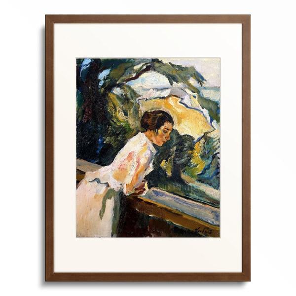 Artist: Putz, Leo,1869-1940 Imagetitle: Frieda, the Artist's Wife, Leaning over the Balcony. Painted in Gauting between ...