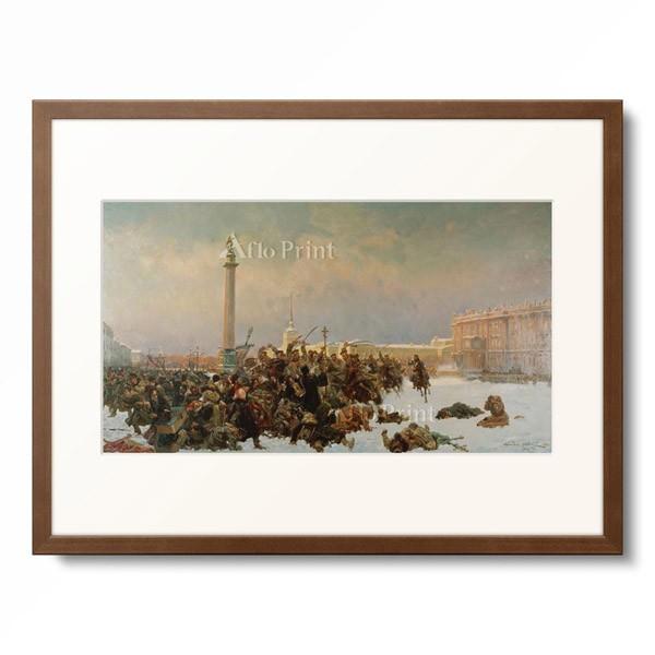 Artist: Kossak, Wojciech Adalbert,1857-1942 Imagetitle: Bloody Sunday in St. Petersburg. 1905 Dimensions: 89 x 160 cm Me...