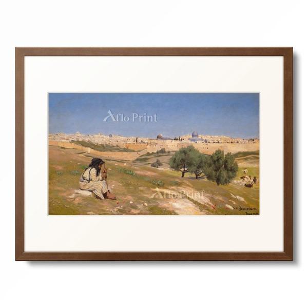 Artist: Brendekilde, Hans Andersen,1857-1942 Imagetitle: Jerusalem from the South East. Dimensions: 43.2 x 73.8 cm Mediu...