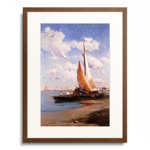 Artist: Hunt, E. Aubrey,1855-1922 Imagetitle: Fishing Craft with the Riva degli Schiavoni, Venice, beyond. Dimensions: 1...