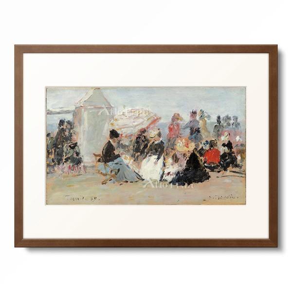 Artist: Boudin, Eugene,1824-1898 Imagetitle: Crinolines sur la plage, Trouville. Dimensions: 14 X 22.8 cm Medium: oil on...