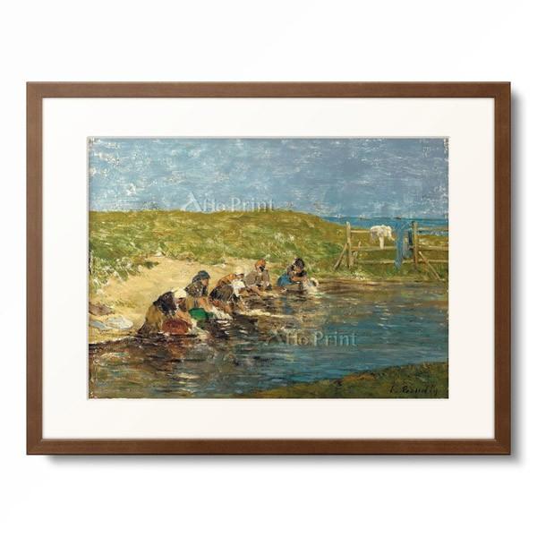 Artist: Boudin, Eugene,1824-1898 Imagetitle: Washerwomen at a pond (Laveuses au bord d'une mare). Dimensions: 23.8 x 33 ...