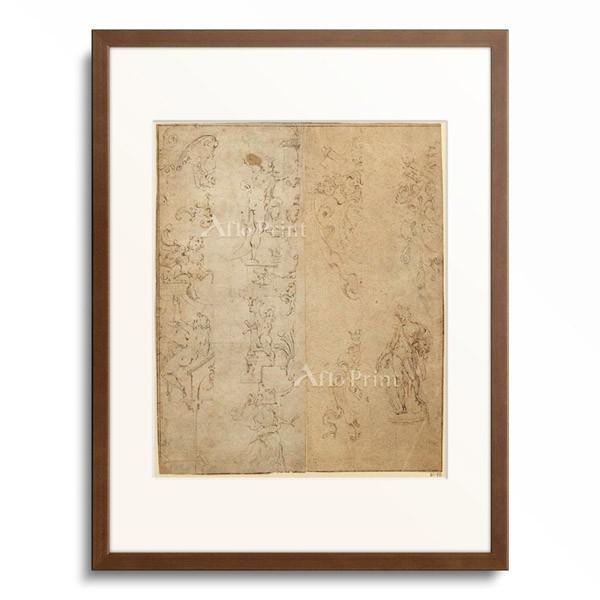 所蔵：クンストパラスト美術館Artist: Cesari, Giuseppe (Cavalliere),1568-1640 Imagetitle: Sheet with studies and ornamental designs - re...
