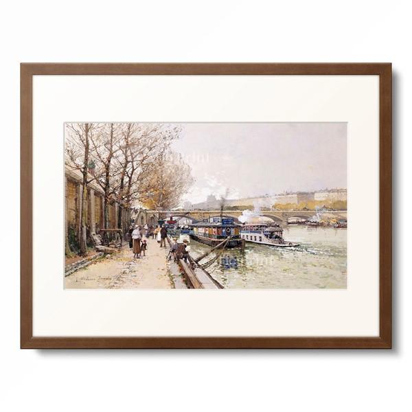 Artist: Galien-Laloue, Eugene,1854-1941 Imagetitle: Barges on the Seine. Dimensions: 26.7 x 44.5 cm Medium: Charcoal,and...