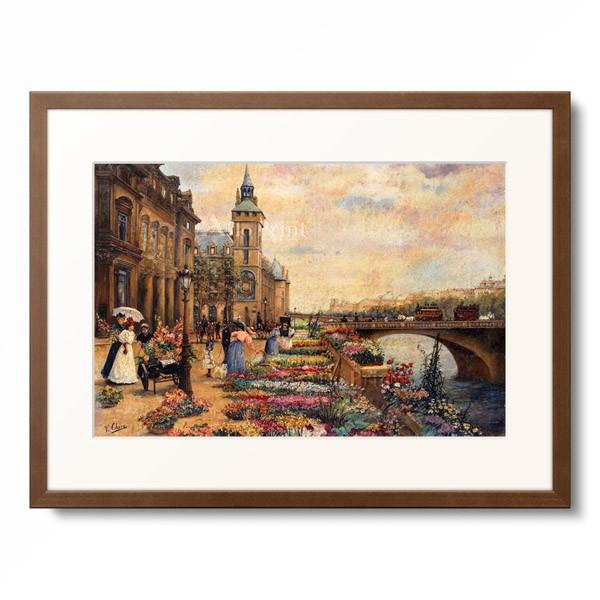 Artist: Checa y Sanz, Ulpiano,1860-1916 Imagetitle: A Flower Market on the Seine. Dimensions: 31. 8 x 45 cm Medium: oil/...