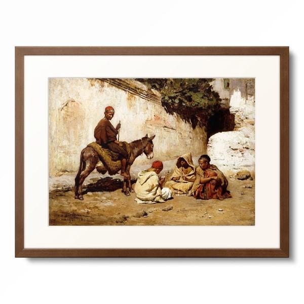 Artist: Bridgman, Frederick Arthur,1847-1927 Imagetitle: Arab Children playing Cards. 1873 Dimensions: 16.2 x 22.2 cm Me...