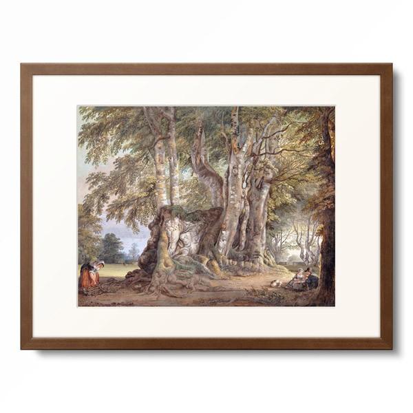 Artist: Sandby, Paul,1725-1809 Imagetitle: A Peasant Girl gathering Faggots, and Figures Seated by the Bole of an Ancien...