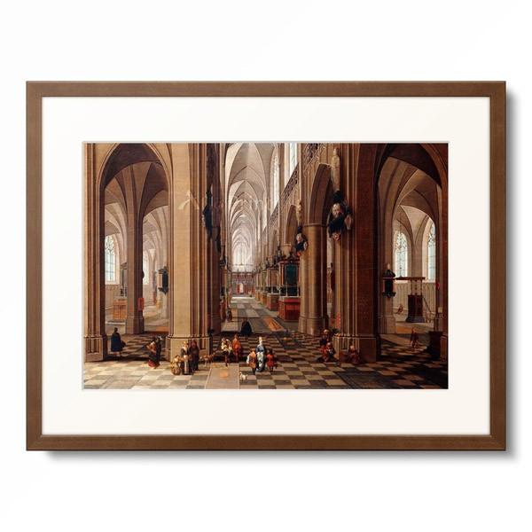 Artist: Neefs d.A., Pieter,1578-1656/61 Imagetitle: The Interior of a Gothic Cathedral with Townsfolk and Pigrims. 1647 ...