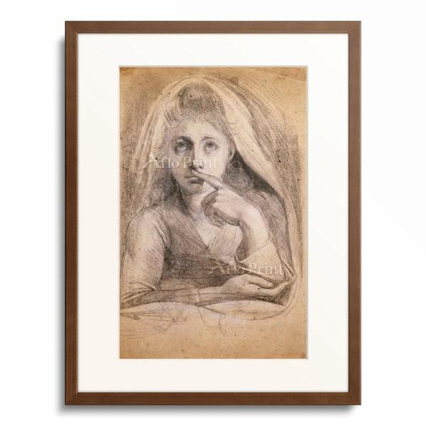 Artist: Fuseli, Henry,1741-1825 Imagetitle: Martha Hess as Silence. Dimensions: 54.5 x 33 cm Medium: Pencil,white chalk ...