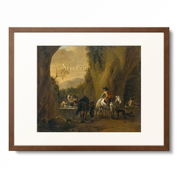 Artist: Engels, Bartholomeus,1656-1702 Imagetitle: Landschaft mit Brunnen an einem Hohleneingang mit rastenden Reitern u...
