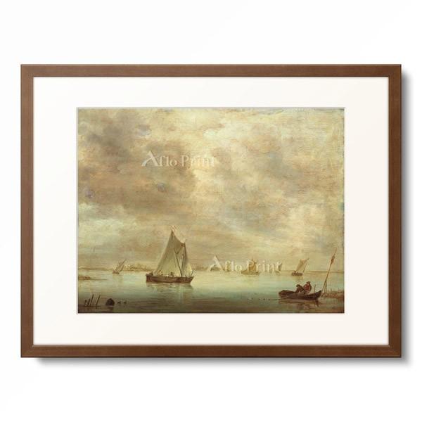 Artist: Goyen, Jan van,1596-1656 Imagetitle: Landschaft mit Segelschiffen auf einem Fluss. (Nach Art des J.v.Goyen!) Dim...