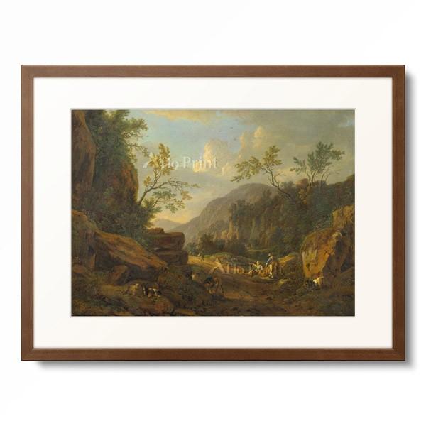 Artist: Ermels, Johann Franciscus,1641-1693 Imagetitle: Felsige Landschaft im Abendlicht. Dimensions: 40,6 x 55,6 cm Med...