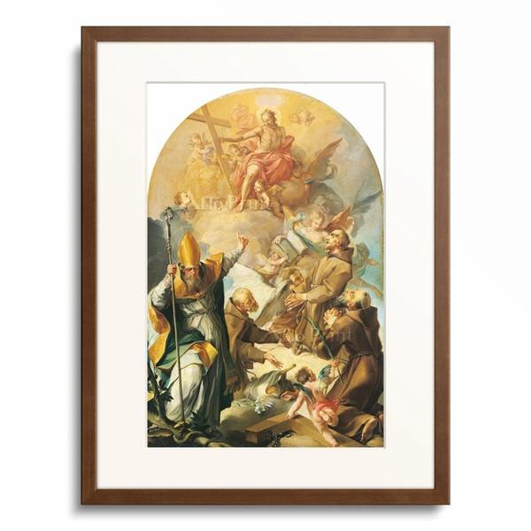 Artist: Lanfranco, Giovanni,1582-1647 Imagetitle: Drei Franziskanerheilige und ein hl. Bischof beten Christus und das Kr...