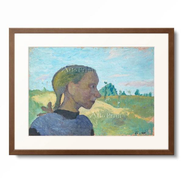 Artist: Modersohn-Becker, Paula,1876-1907 Imagetitle: Side-face portrait of a girl in front of a landscape. 1901 Dimensi...