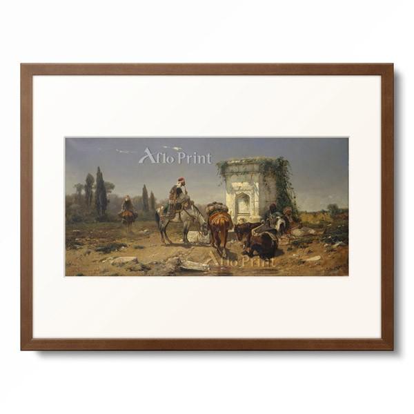 Artist: Schreyer, Adolf,1828-1899 Imagetitle: Rastende Araber an einem Marmorbrunnen. 1856. Dimensions: 62 x 122 cm Loca...