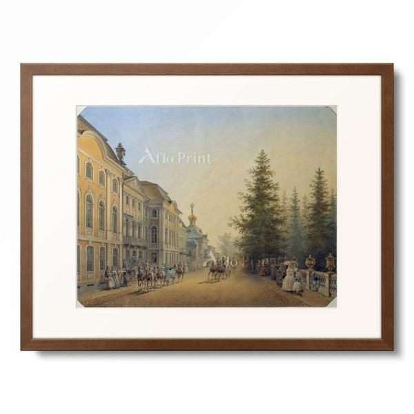 Artist: Sadovnikov, Wassily,1800-1879 Imagetitle: Abfahrt der Kutschen vor dem Hauptportal des Grossen Palastes. 1852. L...