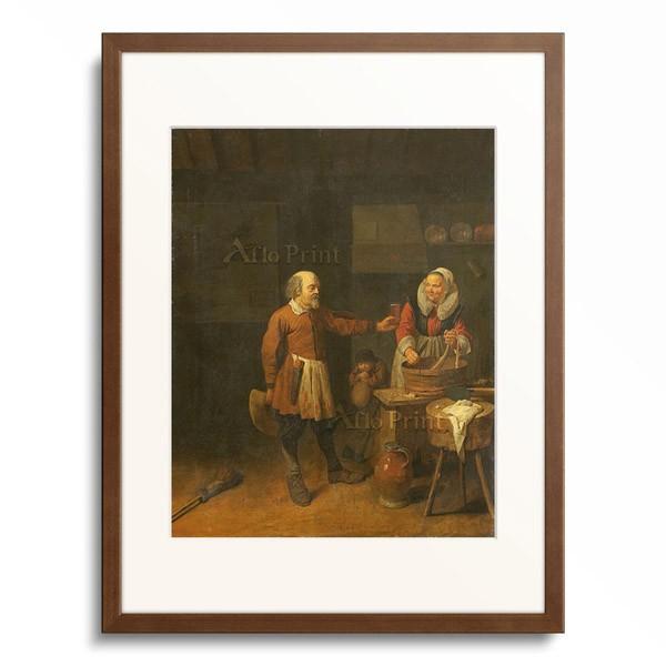 Artist: Ryckaert III., David,1612-1661 Imagetitle: Ein Schlachter bietet einer Frau ein Glas Bier an. Dimensions: 89,7 x...