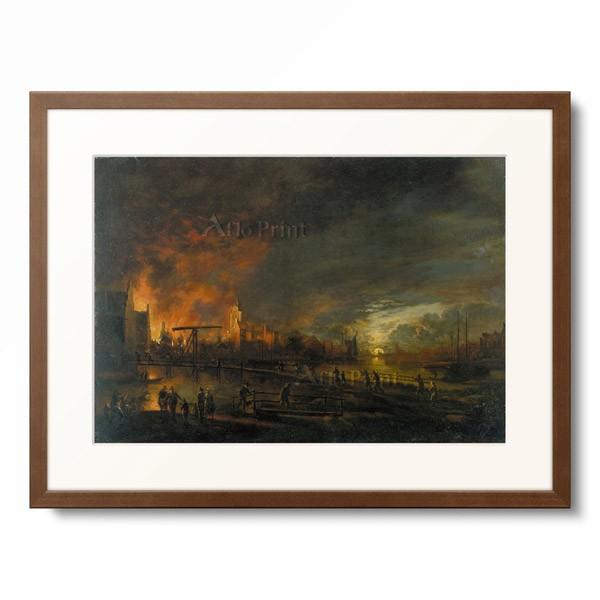 Artist: Neer, Aert van der,1603/04-1677 Imagetitle: Nachtliche Feuersbrunst in einer hollandischen Stadt Dimensions: 38 ...