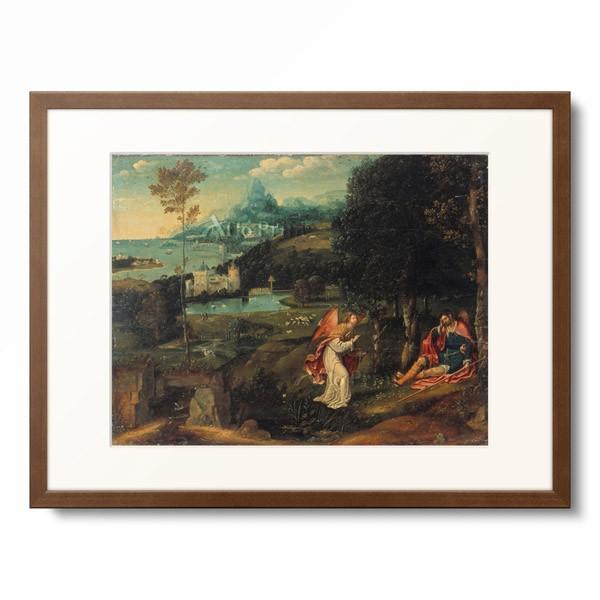 Artist: Patinir, Joachim (Nachfolger),um 1500 Imagetitle: Landschaft mit der Geschichte des Hl. Rochus Dimensions: 48 x ...