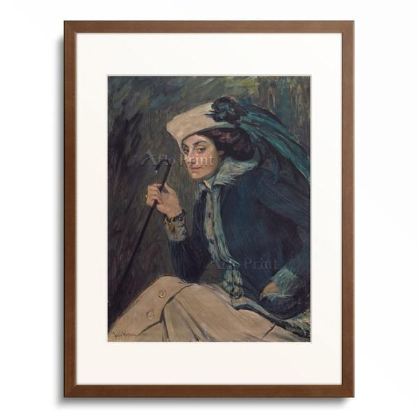 Artist: Wolfthorn, Julie,1868-1938 Imagetitle: Dame mit Stock. 1912. Dimensions: 73 x 57 cm Location: Kaunas, Ciurlionis...