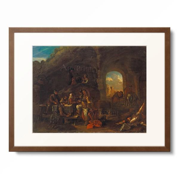 Artist: Wouwerman, Philips,1619-1668 Imagetitle: Wirtsszene vor einer Ruine. Dimensions: 48 x 63 cm Location: Kaunas, Ci...