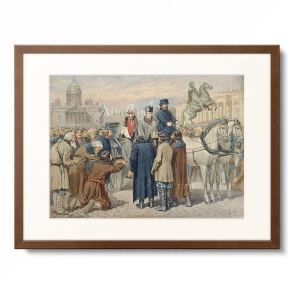 Artist: Kivschenko, Alexej,1851-1895 Imagetitle: Zar Alexander I. verliest 1861 sein Manifest in St. Petersburg. 1880. D...