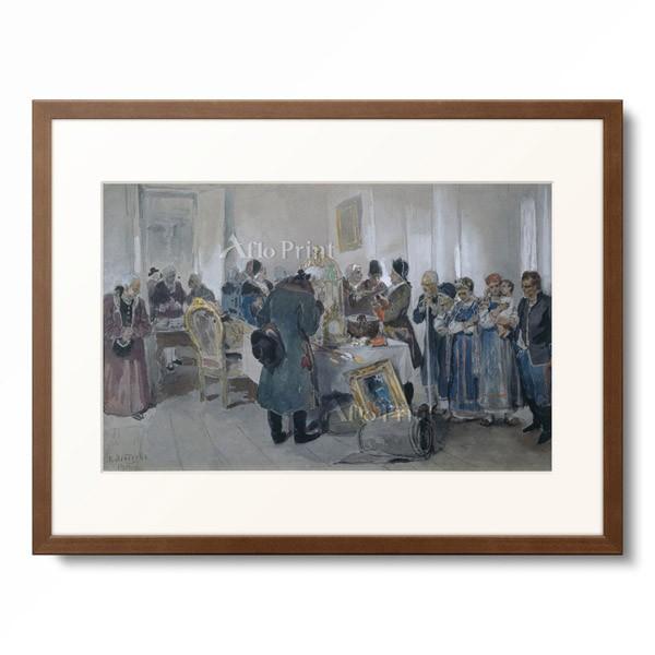 Artist: Lebedjeff, Klawdij Wassiljew,1852-1916 Imagetitle: Versteigerung von Leibeigenen. 1910. Dimensions: 30,7 x 47,3 ...
