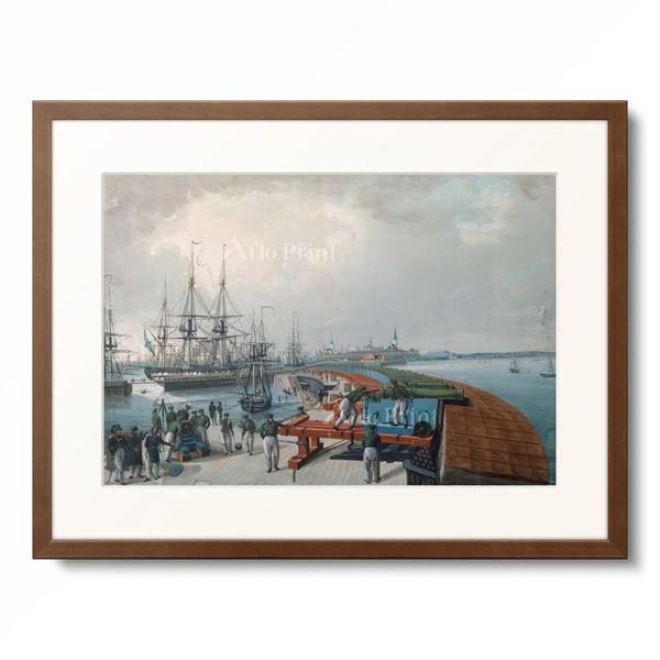 Artist: Hau, Edouard,1807- c. 1870 Imagetitle: Reval (Tallinn), harbour and position of the Russian coastal artillery. 1...