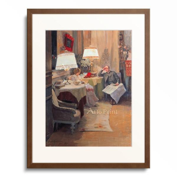 Artist: Kalinichenko, Jakov,1869-1938 Imagetitle: Gesprach im abendlichen Interieur. 1910 Dimensions: 68 x 51 cm Locatio...