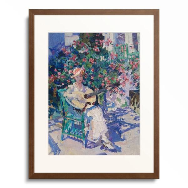 Artist: Korovin, Alexejew. Konstantin,1861-1939 Imagetitle: Lady with guitar in the garden (Crimea). 1916. Dimensions: 8...