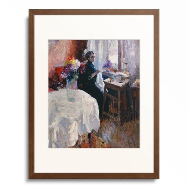 Artist: Kusnezow, Nikolaj,1850-1929 Imagetitle: Handarbeitende Frau am Fenster. 1912. Dimensions: 110,7 x 92 cm Location...