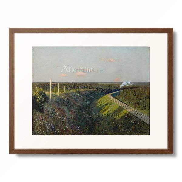 Artist: Lewitan, Isaak Iljitsch,1861-1900 Imagetitle: Railway with steam train. 1890s Dimensions: 58 x 79 cm Location: O...
