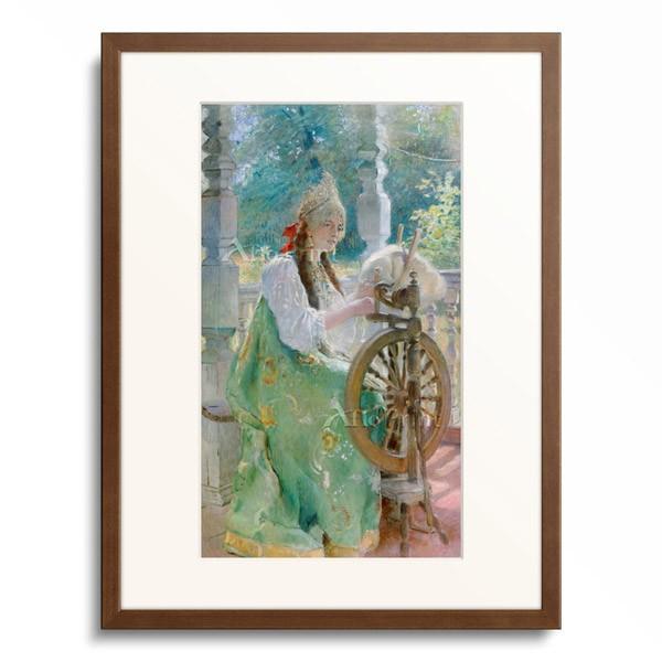 所蔵: トレチャコフ美術館Artist: Makovskij, Konstantin Jegor,1839-1915 Imagetitle: Young Russian woman at the spinning wheel. Dimens...