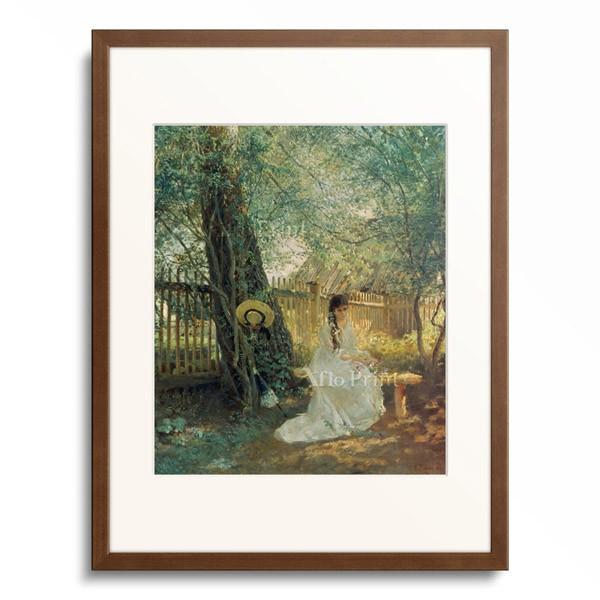 Artist: Makovskij, Konstantin Jegor,1839-1915 Imagetitle: Young woman on a garden bench. 1870s Dimensions: 51 x 44 cm Lo...
