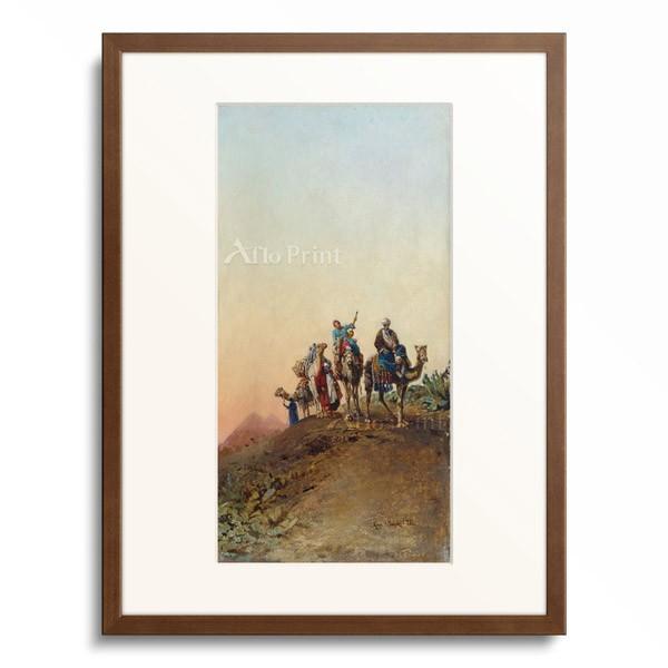 Artist: Makovskij, Nikolaj Jegorowitsch,1842-1886 Imagetitle: Camel caravan near the pyramids. 1881. Dimensions: 72 x 37...