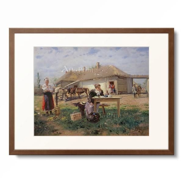 所蔵: トレチャコフ美術館Artist: Makovskij, Wladimir J,1846-1920 Imagetitle: The arrival of the teacher in a rural area. 1897. Dimen...