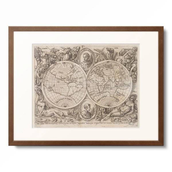 Artist: Elsheimer, Adam,1578-1610 Imagetitle: Double hemisphere world map. 1597 Dimensions: 22,9 x 29,0 cm Medium: Etchi...